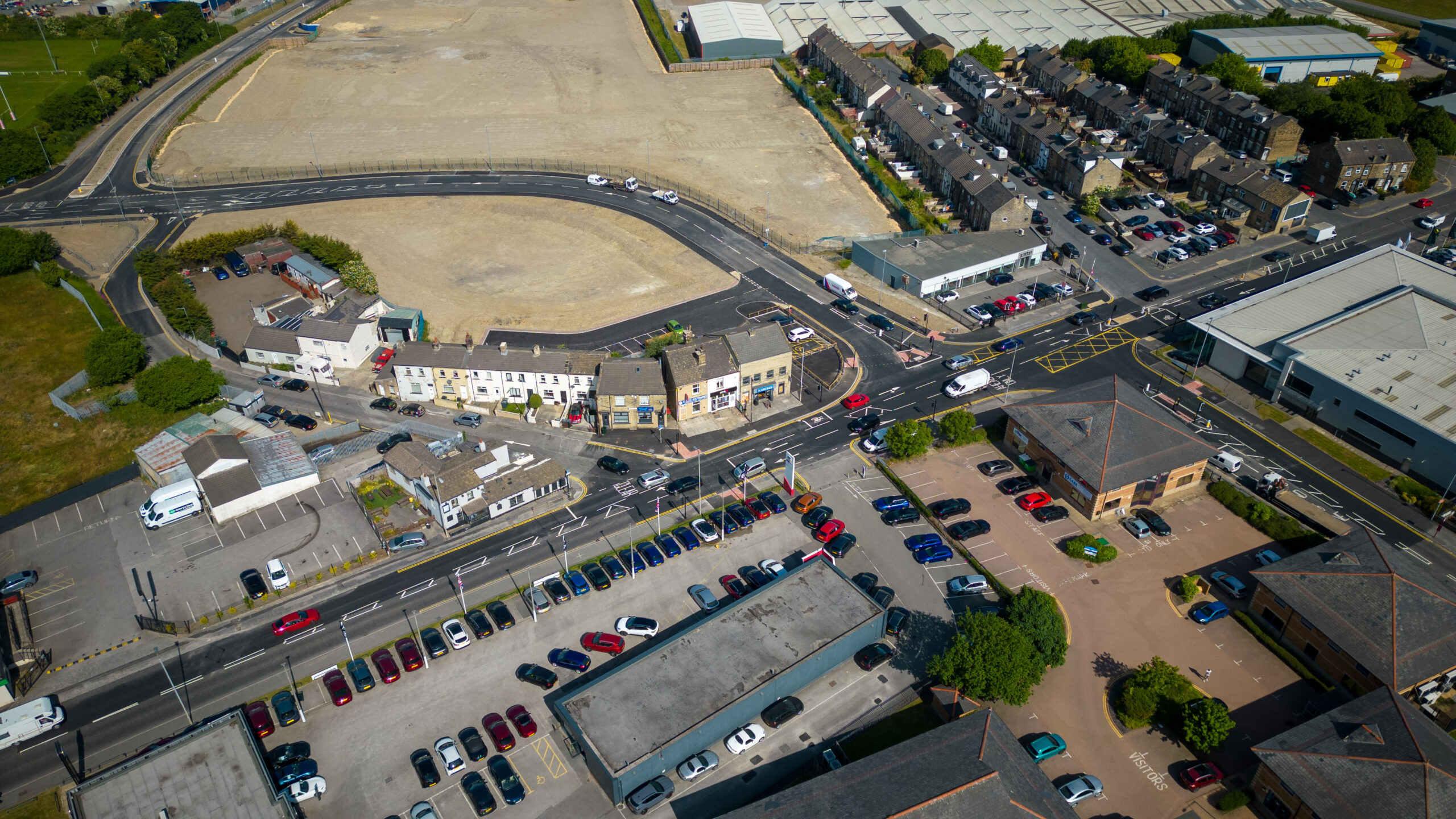 drone video of changes to two road junctions in Bradford - Parry Lane ...